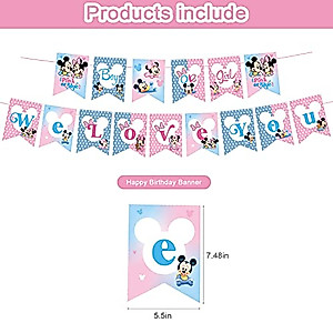 Mickey and Minnie Gender Reveal Backdrop Birthday Banner for Mickey and Minnie Gender Reveal Birthday Party Supplies Gender Reveal Photograph Background Photo Booth 5x3ft