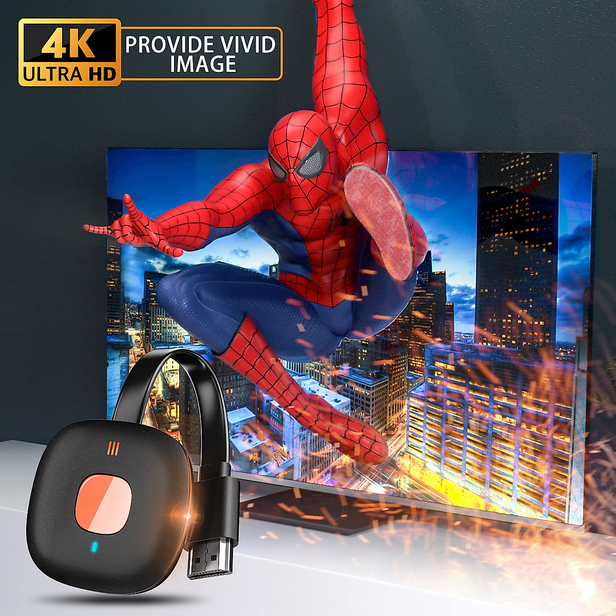Wireless HDMI Display Adapter, 4K WiFi HDMI Wireless Dongle Streaming YouTube & Neflix Multimedia Movies, Suitable for iPhone/iPad/Android/iOS/Window/Mac OS/PC/Tablet to TV/Monitor/Projector