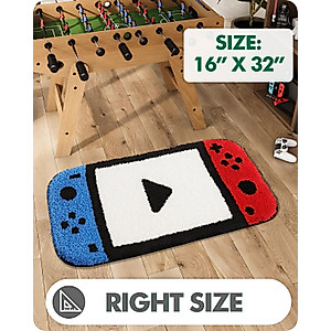 LUMI Fun Glove Floor Mat - Playful Glove Design, Non-Slip Backing, Durable and Easy to Clean, Ideal for Living Room, Bedroom, Nursery and Playroom Decor, 16"x32", Game Console