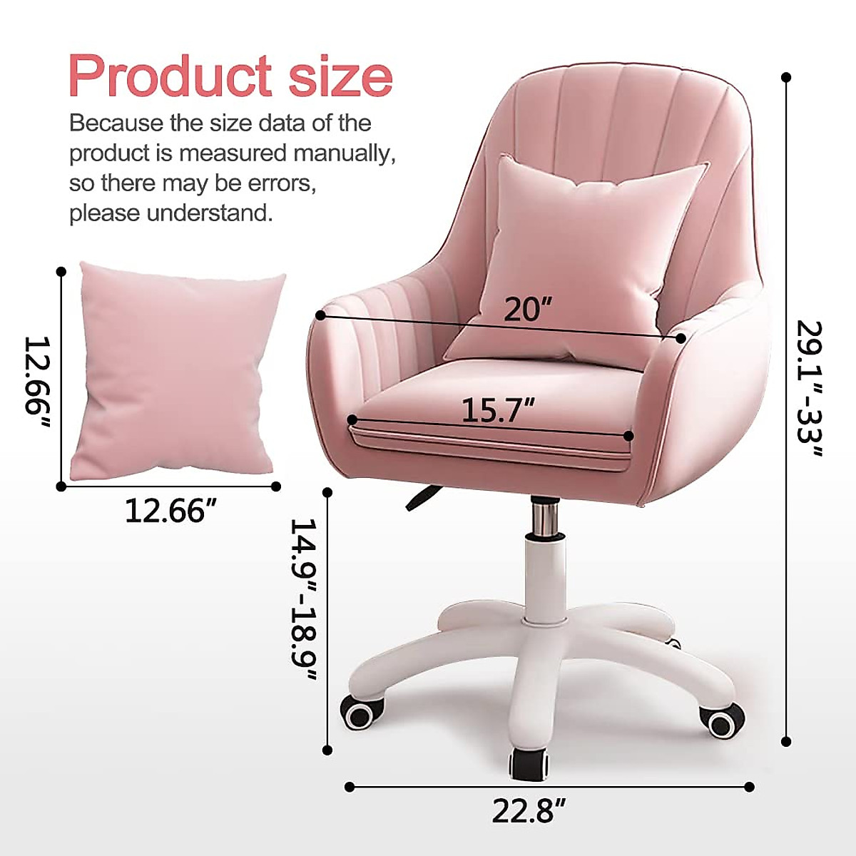 XUEGW Home Office Chair Computer Chair with Mid-Back Upholstered Modern Tufted Computer Task Chair Swivel Height Adjustable Velvet Accent Chair…