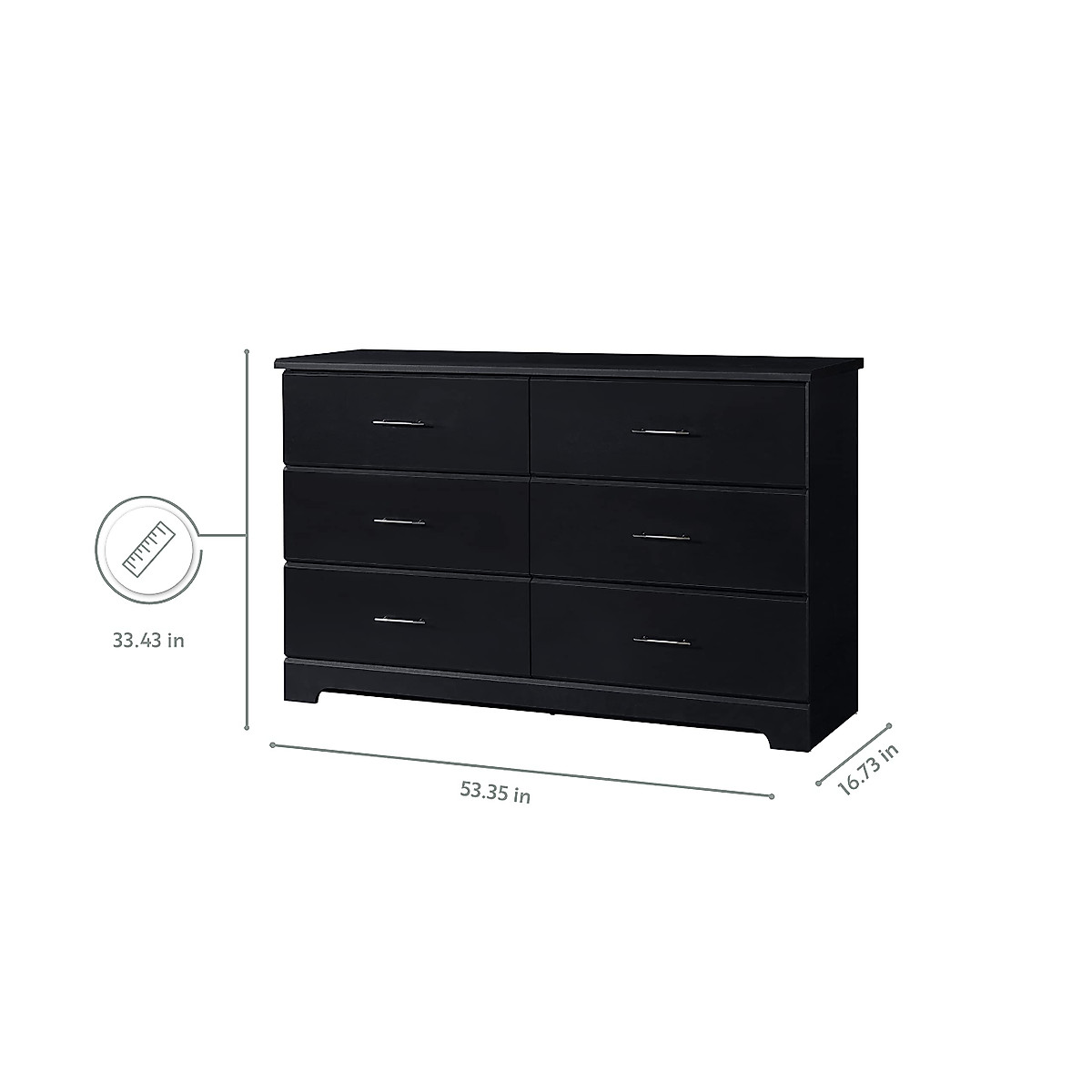 Storkcraft Brookside 6 Drawer Chest with Changing Topper and Change Pad - Black