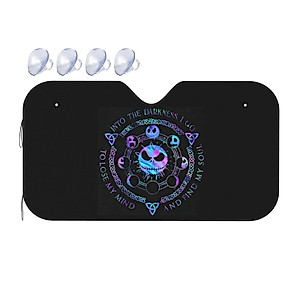 Jack Skellington Moons Windshield Sun Shade, Car Window Shades Front Windows Sunshade Cover Reflective Sun Visor Shield for Cars SUV Trucks, Small 51 x 27.5 in