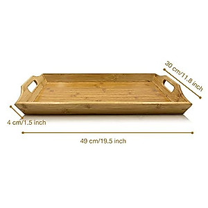 Palm Naki Bamboo Serving Tray - Bamboo Decorative Tray with Handles, Bamboo Charcuterie Tray, Bamboo Wood, 19.5” x 11.8” x 1.5”