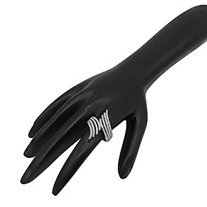 0.98 Carat Round Cut Natural White Diamond Wide Bypass Ring Sterling Silver Size 7