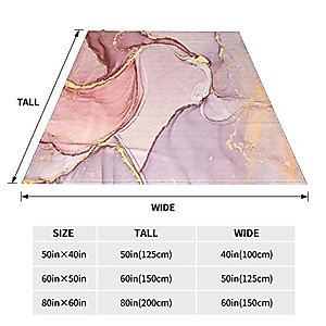 Pink Marble Throw Blanket Flannel Fleece Golden Line Marbling Stone Winter Lightweight Soft Fuzzy Cozy Couch Bed Blanket Thanksgiving Kids Adult 60"x50"
