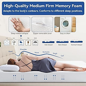 RV Mattress Short Queen 10 Inch Memory Foam Mattress, Cooling Green Tea/Gel Medium Firm Bed Mattress in a Box for Camper/Trailer/Truck, Pressure Relief Mattress Made in USA 75'' x 60''