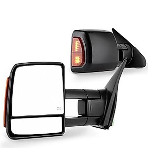 SCITOO fit for Toyota Towing Mirrors Black Rear View Mirrors fit 2007-2016 for Toyota for Tundra Truck with Larger Glass Power Control, Heated Turn Signal Manual Extending and Folding