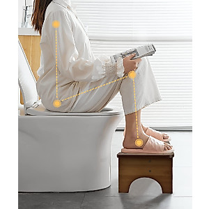 Squatting Toilet Stool for Adults, 6.5" Toilet Stool Squat Adult for Bathroom,Bamboo Potty Stool with Non-Slip Mat Toilet Step Stool - Halloween Decorations Healthy Gifts for Adults Kids Seniors.Brown