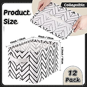 12 Pcs Foldable Storage Basket Bulk White Cube Fabric Bins Square Mini Box Receive Organizer Rectangle Canvas with Handles for Home Nursery Office Kids Toys Books Small 11 x 8 x 6 Inch