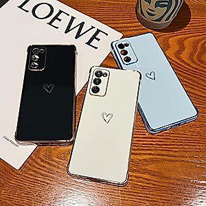 ZTOFERA Designed for Samsung Galaxy S20 FE 5G Case,Cute Plating Edge Love Hearts Pattern with Camera Lens Protection Phone Cover for Girls Women,White