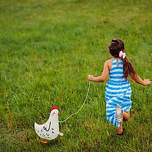 Generic 6Pcs Walking Pet Chicken Foil Balloons for kids gift,Standing Animal Mylar Balloon,Supplies Animal Theme Birthday Party Decorations Baby Shower (3Pcs white chicken 3Pcs black chicken)