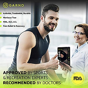 GARNO Knee Brace, Adjustable Neoprene Stabilizer for Meniscus Tear, Arthritis, Tendonitis, MCL, ACL, Pain Relief & Recovery, Tendon Support Strap for Running; Men & Women (Small/Medium Size)