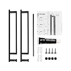 LIVEHITOP 2PCS Towel Rail, Wall Mounted Hand Towel Rack Bar with Rod Hook Aluminum Stainless Steel Matte Black 16.9 Inch for Bathroom Kitchen (Drilling/NO Drilling)