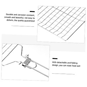 JEWEDECO 1pc Bbq Fish Rack Barbecue Fish Basket Bbq Grilling Basket Outdoor Grill Accessories Bbq Fish Holder Bbq Fish Basket Charcoal Grills Barbecue Grill Stainless Steel Grilled Shrimp