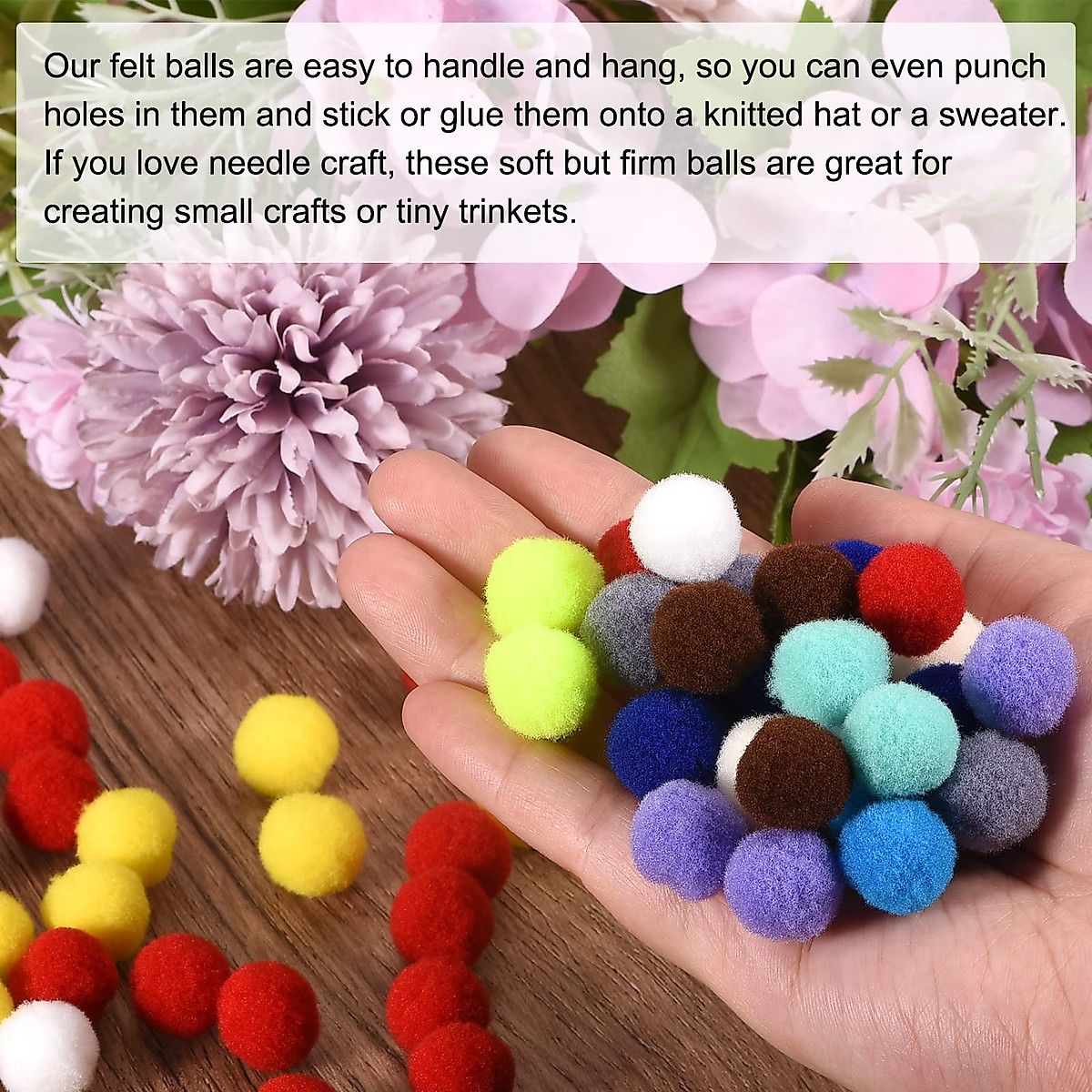 MECCANIXITY Pom Felt Balls Felting Fabric 1.5cm 15mm Red for Home Craft Project DIY Pack of 100