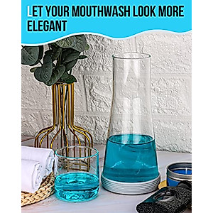 Bedside Night Water Carafe Set with Tumbler Glass, Clear Nightstand Carafe with Silicone Coaster for Bedroom and Guest Room, Glass Mouthwash Decanter for Bathroom (22 OZ)