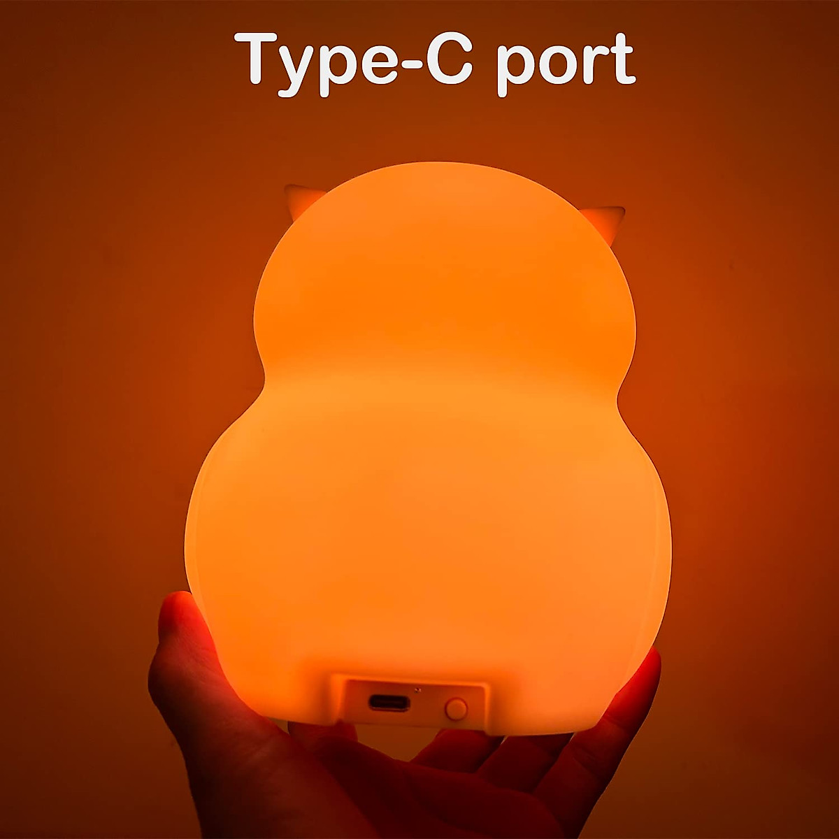 WHA&DARREN Large Owl Night Light for Kids,Cute Baby Night Light, Silicone Bedside Lamp, Sleep Lights, Eye Caring, Adjustable Brightness & Color, Time Setting, Touch+Remote Control