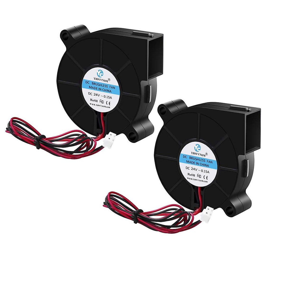 2pcs 5015 Dual Ball Bearing Cooling Blower Fan DC 24V 0.10A~0.15A with 2 Pin Connector 50mmx15mm Fans