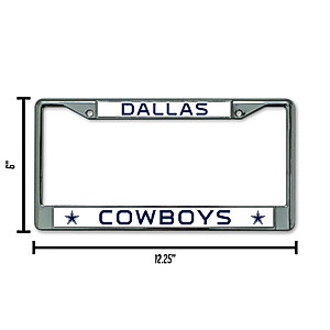 Rico Industries NFL Dallas Cowboys Standard Chrome License Plate Frame, 6 x 12.25-"