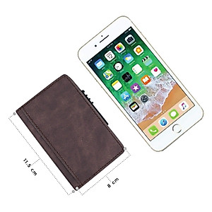 PRINT SUPREMACY Leather Wallet with Metal Case Credit Card Holder with Magnetic Lock (Up to 5 Cards), Plastic Switch with 2 Slots, Minimalist Slim Wallet for Men Women, Holds Cards ID Cash (Coffee)