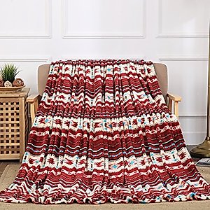 All American Collection Super Soft Ultra Comfort Plush Microfiber Solid Throw Blanket for Couch Home Bedroom Living Room (King, Beverly Burgundy Southwest)