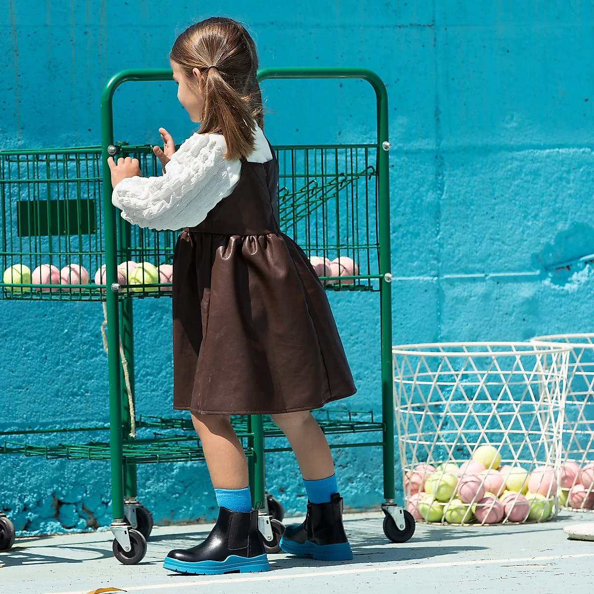 Hawkwell Boys Girls Low Heels Ankle Boots Unisex Kids Side Zipper Chelsea Booties (Toddlers/Little Kids/Big Kids),Black Blue PU 12 M US