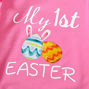 MoryGooder Baby Girl My 1st Easter Outfit Newborn Easter Bell Bottom Outfit (Pink,0-3 Months)
