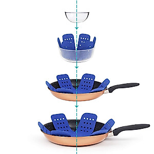 BYKITCHEN Pan Pot Protectors, Larger & Thicker Pan Protector with Stars, Set of 12 and 3 Different Sizes, Blue Pot Separator Pads for Stacking and Protecting Your Cookware
