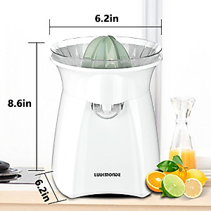 LUUKMONDE Electric Citrus Juicer, Orange Juicer with Lockable Spout, Citrus Press Juice Extractor, Electric Lemon Squeezer Fruit Presses for Orange Lemon Lime Grapefruit, (White)