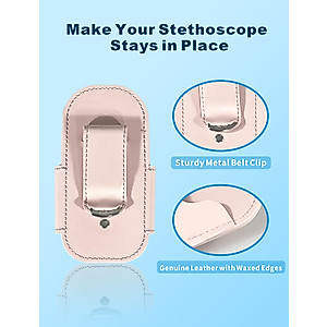 CaseLeather Stethoscope Holder, Genuine Top-Grain Leather | Strong & Durable | Magnetic Closure - Easy Access | for Doctors, Nurses, Adult (Pink)