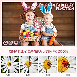 Kids Camera, Wonder Island Kids Digital Camera for Girls Age 3-12, Christmas Birthday Gifts Toys Camera for 3 4 5 6 7 8 Year Old Boy, Selfie Camera Time-Lapse Video Record with 32GB SD Card-Pink