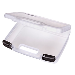 ArtBin 6977AB 12 inch Quick View Deep Base Carrying Case, Portable Art & Craft Organizer with Handle, [1] Plastic Storage Case, Translucent