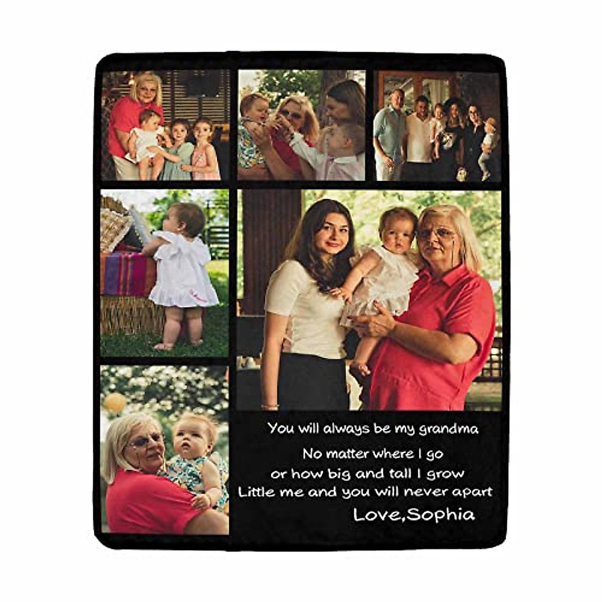 M YESCUSTOM Custom Blanket Memorial Gift with Photo Text Personalized Flannel Throw Blanket Gift for Grandpa Grandma Friends Family Couples on Birthday Christmas Anniversary - 4 Sizes