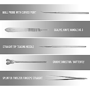 Vet Pro Dissection Kit - 29PC Surgical Kit for Dissecting and More - Incl. Medical Grade S/Steel Surgical Scalpel Handle & Blades (10 and 11 Blade), Medical Tweezers, Surgical Tools, Safety Glasses…