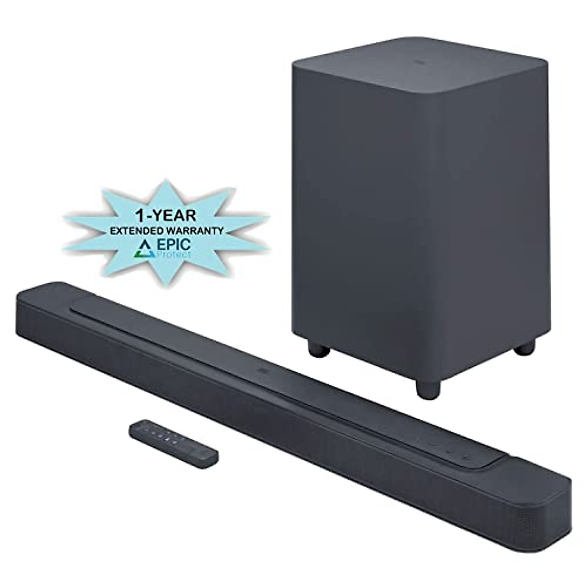 JBL BAR-500 5.1ch Soundbar and Subwoofer with MultiBeam and Dolby Atmos with an Additional 1 Year Coverage by Epic Protect (2023)