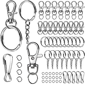 LEOBRO 145PCS Key Chain Rings and Keychain Clips for Keychains, Lobster Claw Clasps and Key Rings, Keychain Accessories, Bulk Lanyard Clips Keychain Rings Keychain Clips for Crafts, Keychain