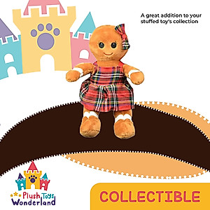 PLUSH TOYS WONDERLAND Ginger The Gingerbread Girl 8 Inch Pocket-Sized Stuffed Doll: Petite and Perfectly Sweet Kids, Christmas Doll Plushie Gift for Kids, Baby Showers!