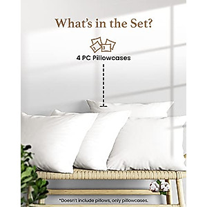 1000 Thread Count 100% Egyptian Cotton Pillow Cases, White Standard Pillowcase Set of 4 Long-Staple 100% Cotton Pillow Case for Sleeping Soft & Silky Sateen Weave Bed Pillow Cover Hotel Pillowcases