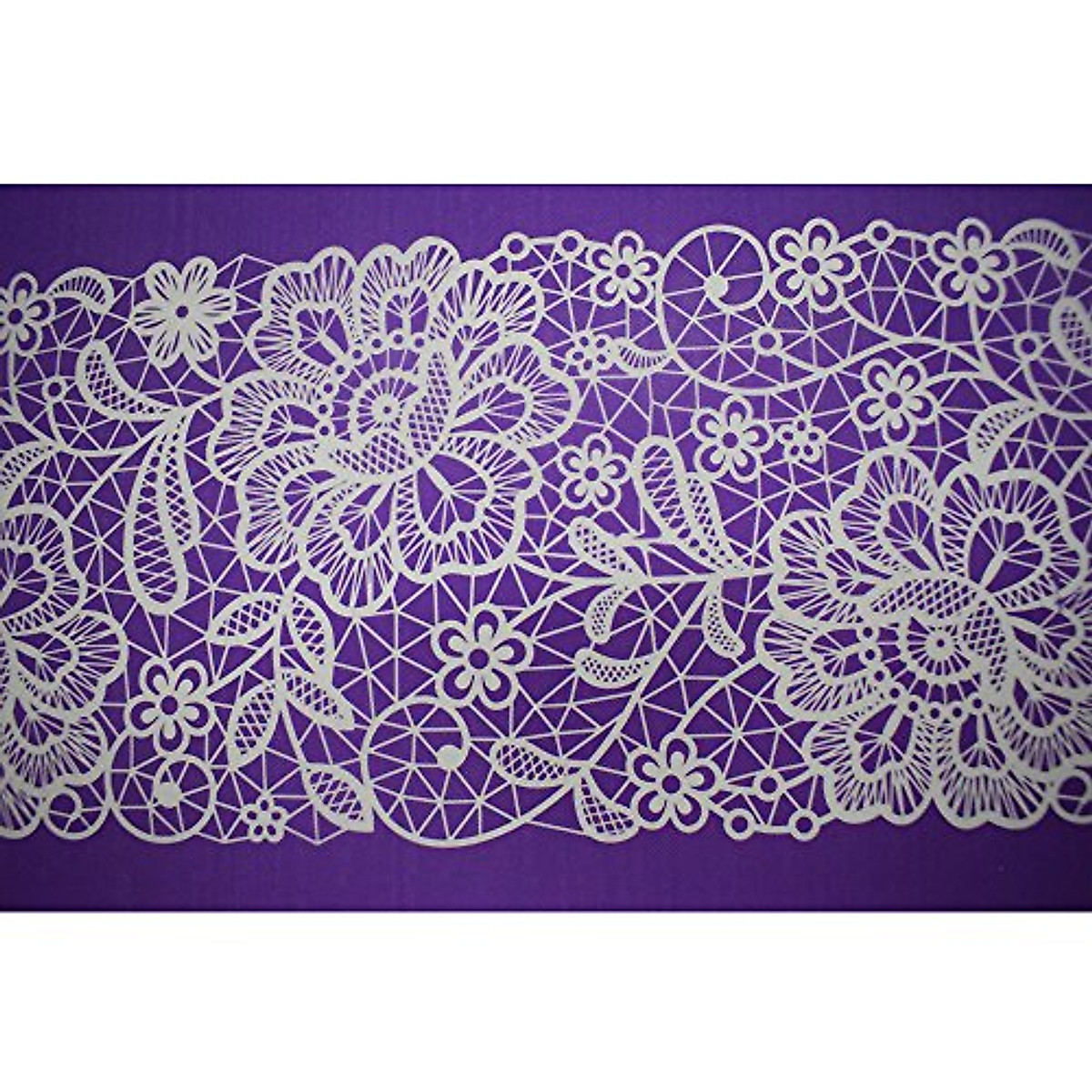 ART KITCHENWARE Flower Mesh Cake Stencils for Royal Icing Peony Cake Lace Stencil for Wedding Cake Decorating Cookie Stencils for Bakery 19"×5.12"