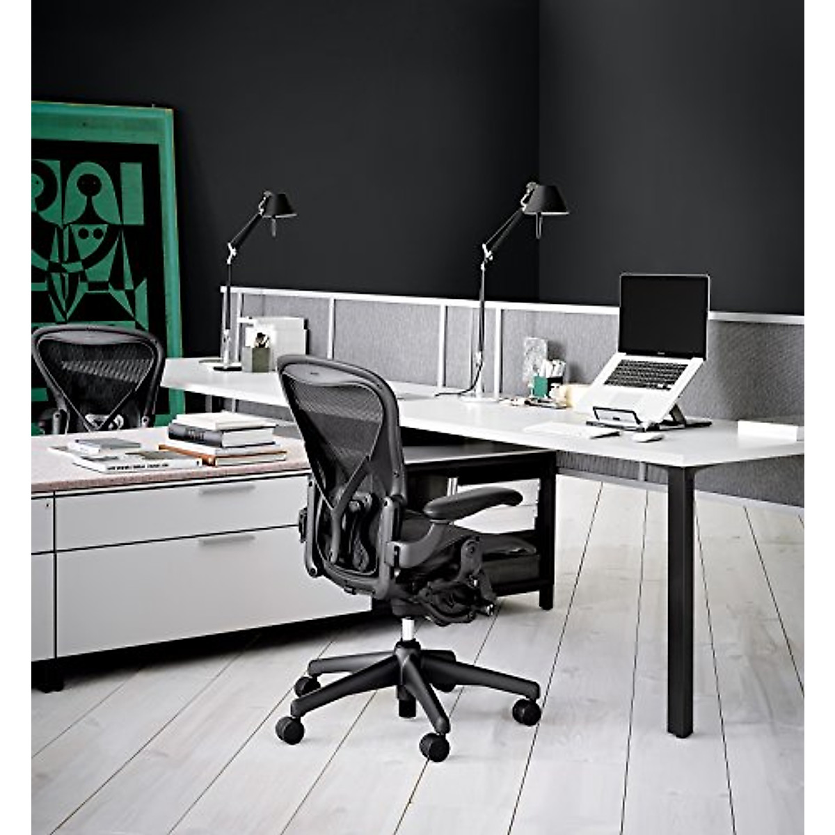 Classic Aeron Chair by Herman Miller - Basic - Graphite Frame - Size B (Medium) - True Black