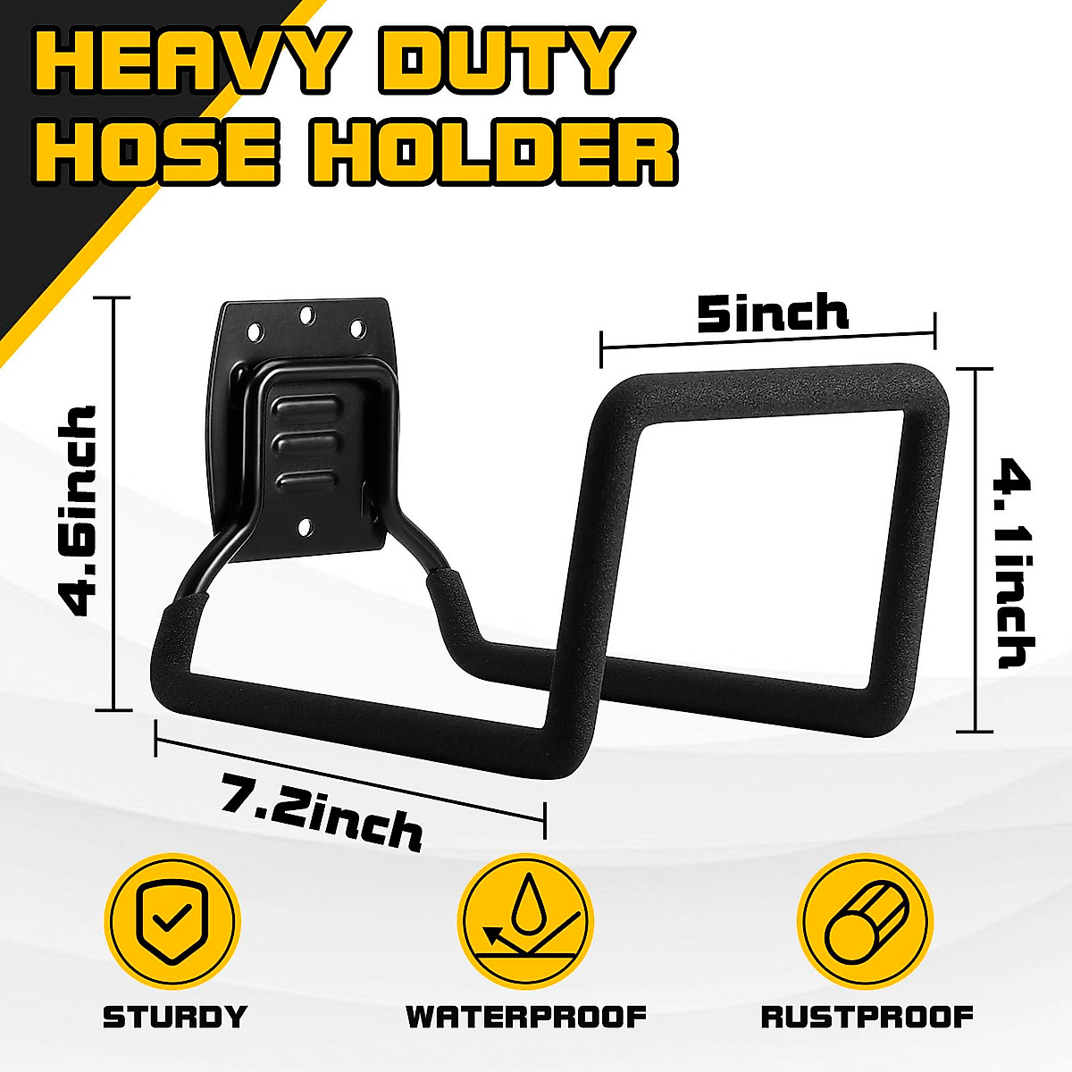 QMSK Water Garden Hose Holder, Metal Wall Mounted Water Hose Reel for Outside, Durable Hook Stand for Garden Hose Storage, Water Hose, Extension Cords, Flexable Hose Use (2Pack)