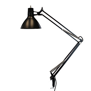 Luxo LS1ABK LS 23W CFL Task Light, 45" Powder-Coated Arm with External Springs, Edge Clamp, Black
