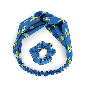 BLAISTER Cute Baby Yoda Headbands Hair Scrunchies for Women Non Slip Stretchy Breathable Hair Bands Criss Cross Head Wrap Elastic Hair Tie Ropes Hair Accessories