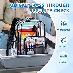 ASKSKY Clear Backpack for School, Heavy Duty PVC See Through Book Bag Stadium Approved Transparent Backpack, Black