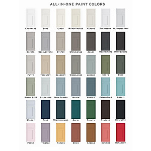 ALL-IN-ONE Paint, Durable cabinet and furniture paint. Built in primer and top coat, no sanding needed. Includes our 30 featured color card - Stonehenge, Quart