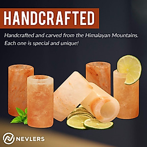 Nevlers 6 PCS Himalayan Salt Shot Glasses for Tequila, All Natural Himalayan Salt Tequila Shot Glasses - Handcrafted Shot Glass - 3" H Himalayan Shot Glasses | Himalayan Salt Glasses Tequila