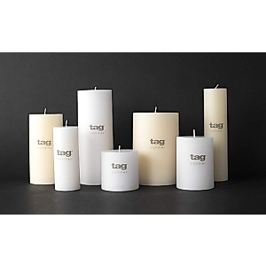 Tag 100066 3-Inch by 8-Inch Unscented Long Burning Pillar Candle, White
