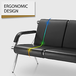 OmySalon Waiting Room Reception Bench, PU Leather Furniture Guest Seating Lobby Conference Chairs with Armrest for Clinic Office Airport Barber Salon Bank