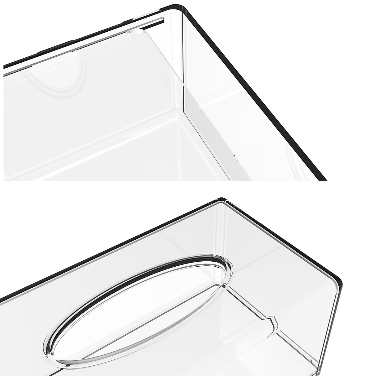 Yopay 2 Pack Clear Tissue Dispenser Box, Large Facial Acrylic Tissue Box Cover Holder, Napkin Organizer for Bathroom, Kitchen and Office Room, Rectangle, 10" L X 5.3" W X 4.3" H