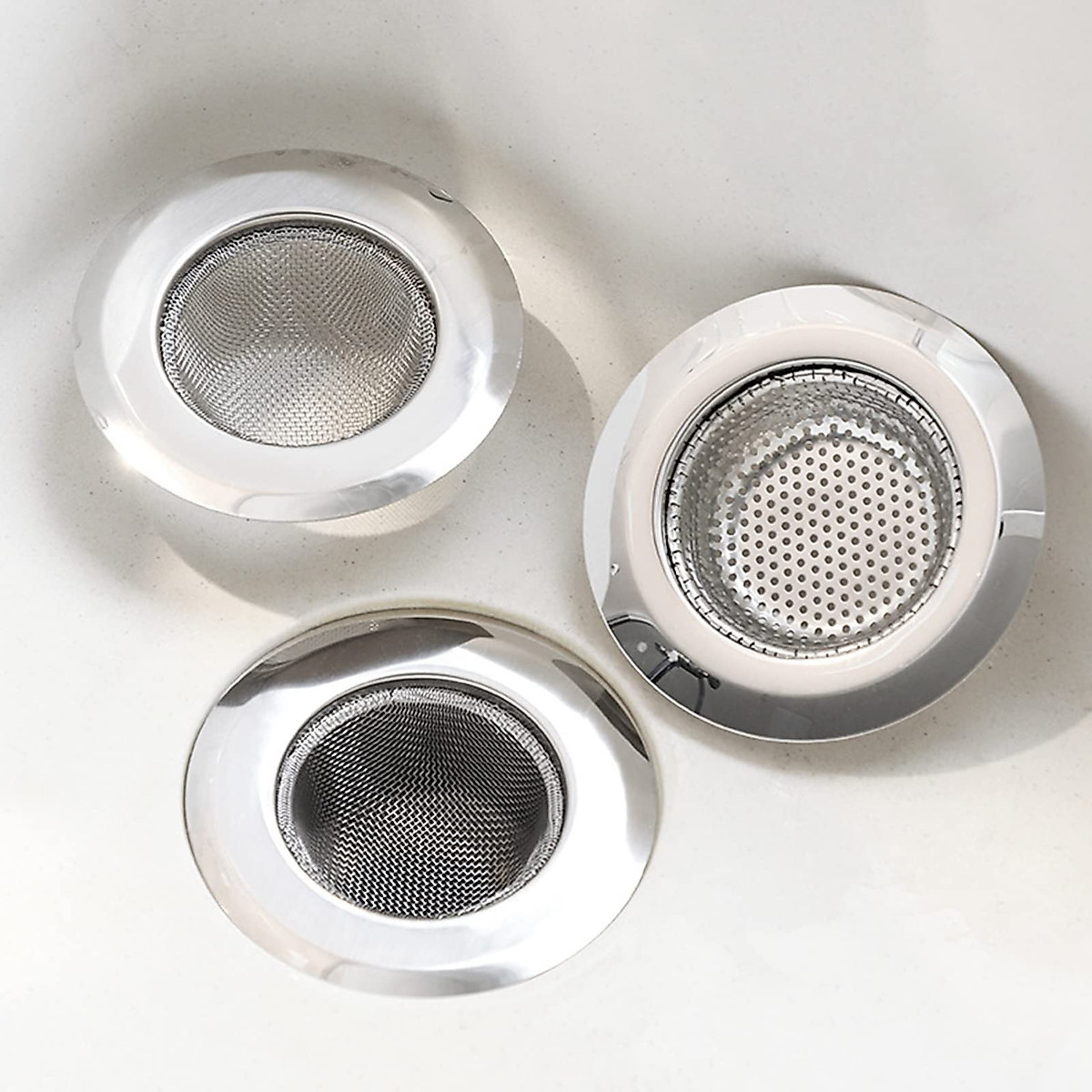 NEREIDS NET Stainless Steel Kitchen Sink Strainer, Bathtub Hair Catcher Anti-Blocking Universal Stainless Steel Toilet Shower Basin Drain Filter for Kitchen Silver